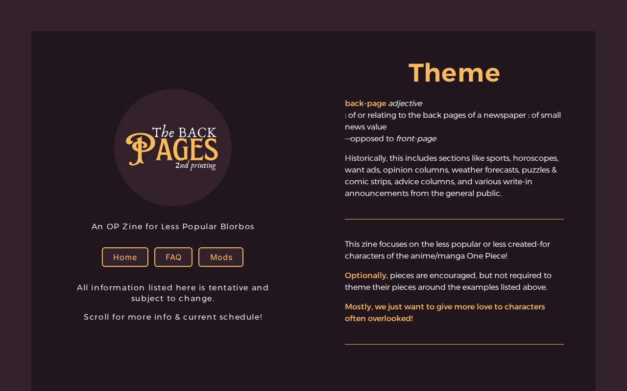The Back Pages: 2nd Printing